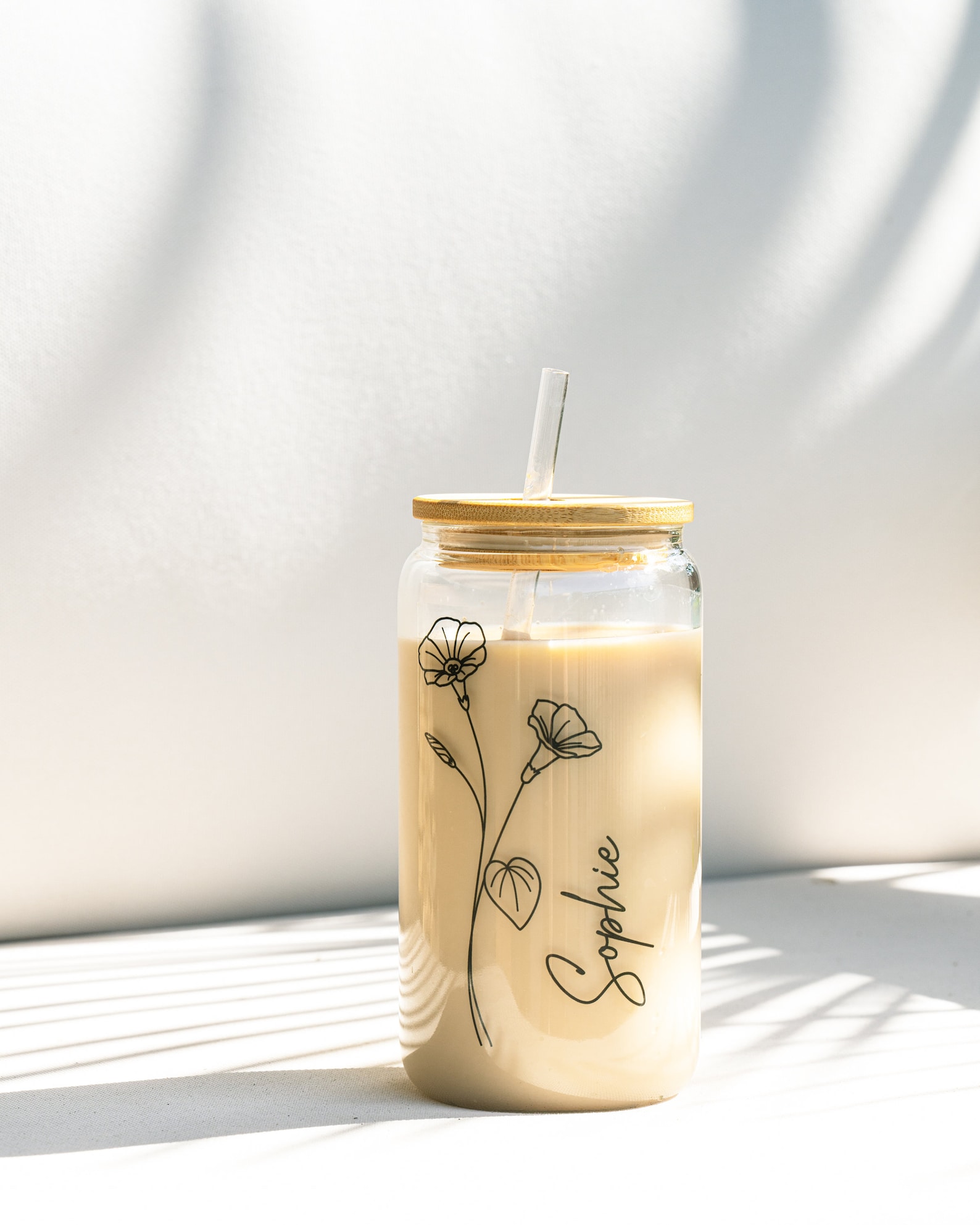 Personalized Birth Flower Coffee Cup Bridesmaid Gift Glass Tumbler With ...