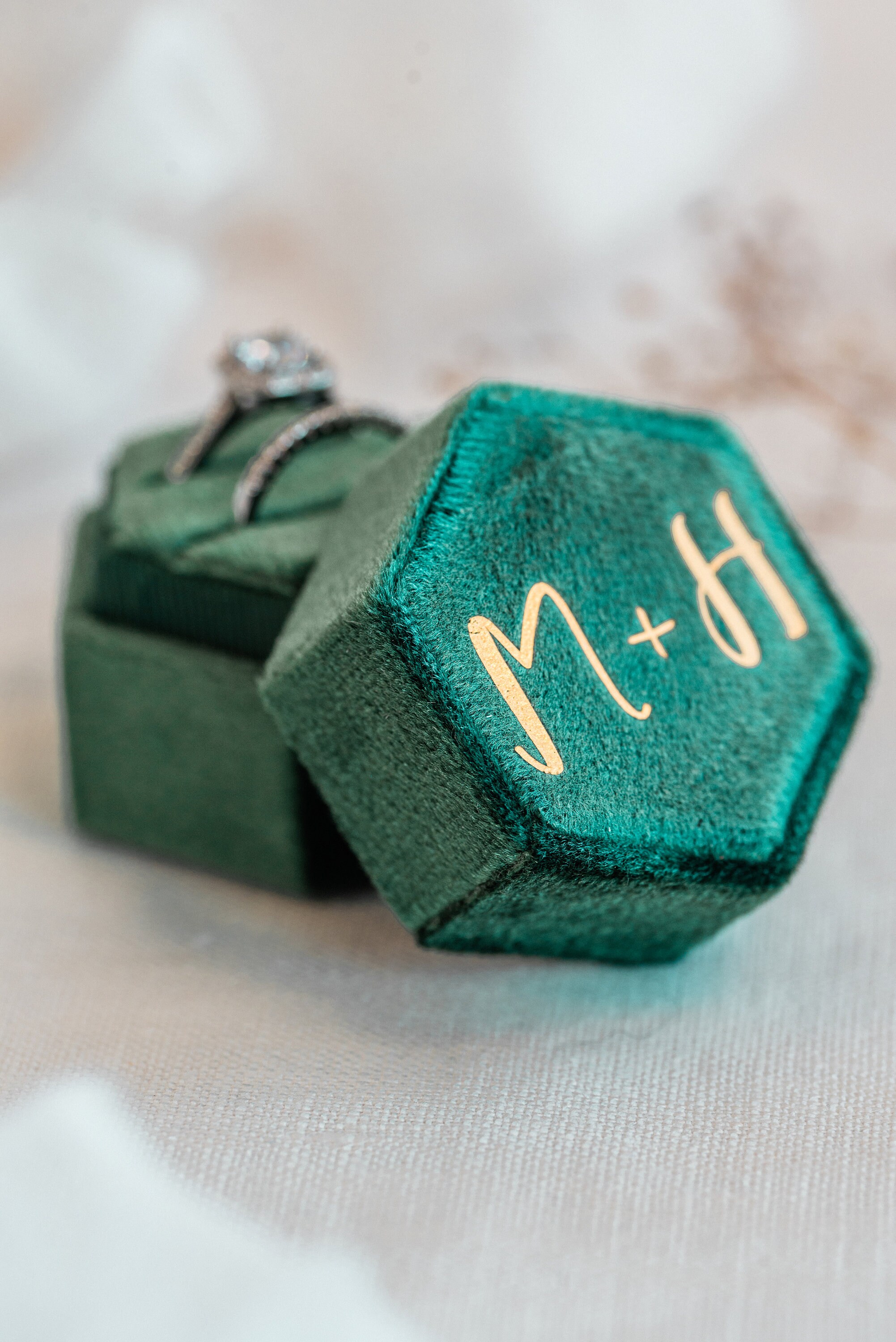 Personalized Velvet Ring Box Hexagon Double Ring Box Ring | Etsy