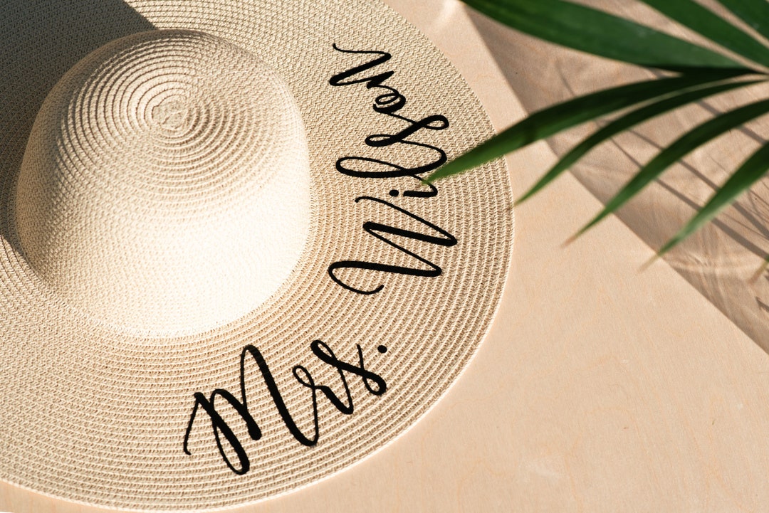 Bride Beach Hat - Personalized Bride Sun Hat - Bachelorette Party Hats ...