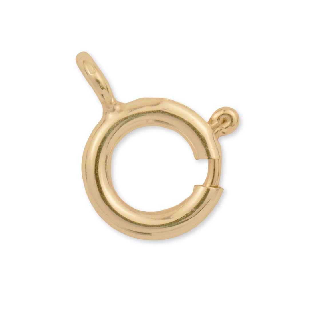 18K Solid Yellow Gold Bolt Ring Clasp With Open Ring - Spring Loaded ...