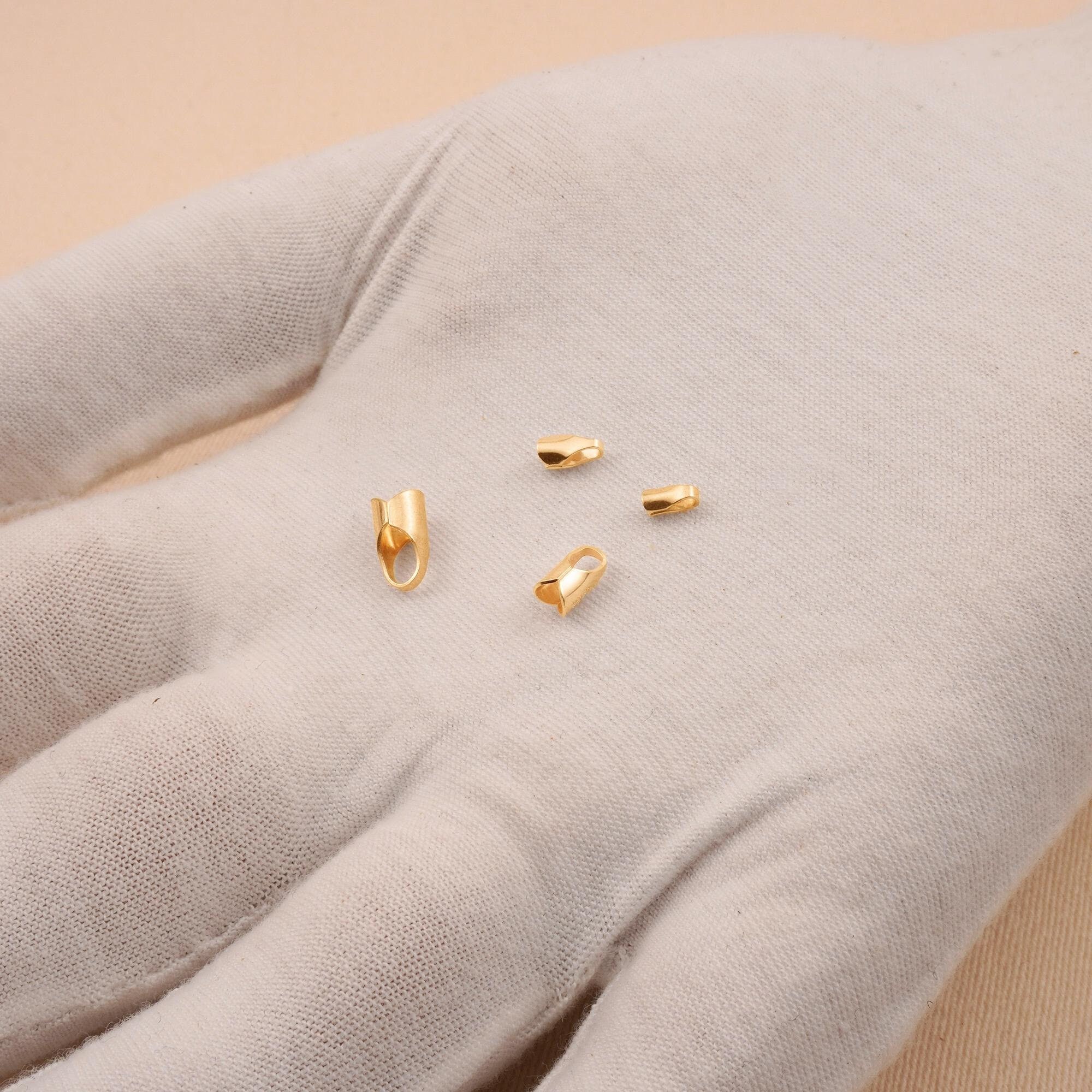 18k Solid Gold Round Chain End Cap | 750 Yellow Gold End Caps for Chain ...