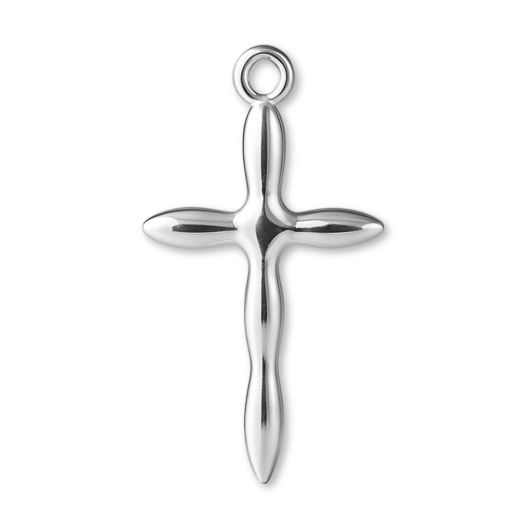 Solid 999 Pure Silver Fluid Crucifix Charm - Religious Charms - 999 ...