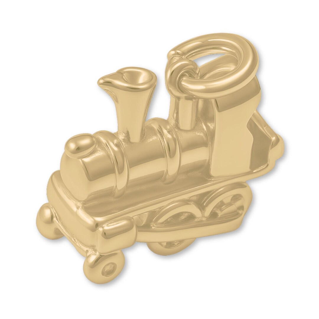 14ct Gold Plated Steam Train Charm - Transport & Vehicle Charms - 14k ...
