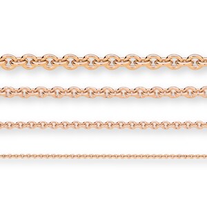 9k Solid Rose Gold Cable Chain Necklace - Custom Length - Solid 375 ...