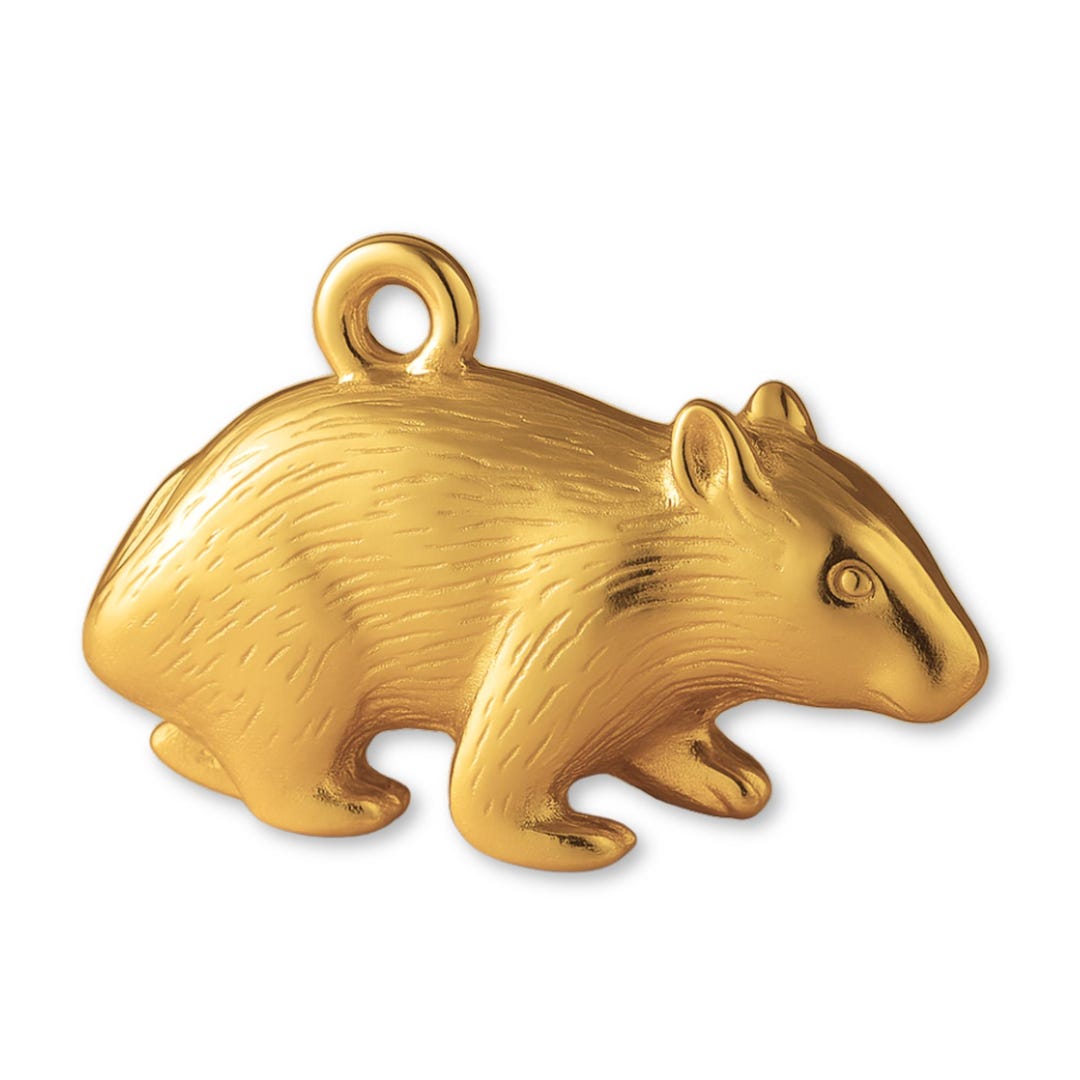 Solid 24ct Pure Gold Hairy Wombat Charm - Animal Charms - 9999 24k Fine ...