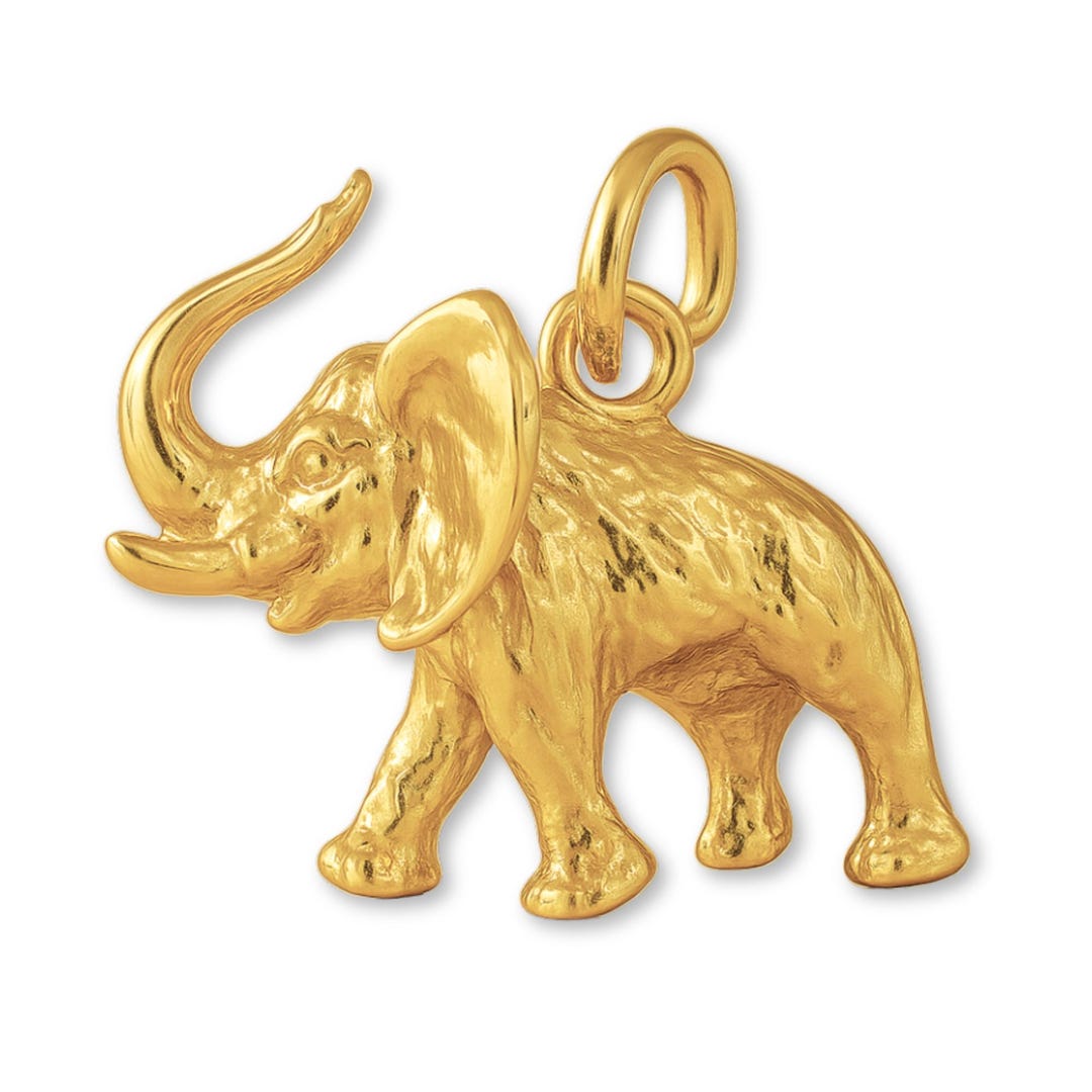 Solid 24ct Pure Gold African Bush Elephant Charm - Animal Charms - 9999 ...