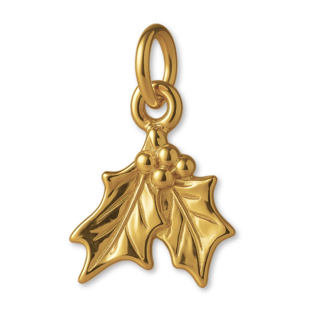 Solid 18ct Yellow Gold Christmas Mistletoe Charm - Christmas Charms ...