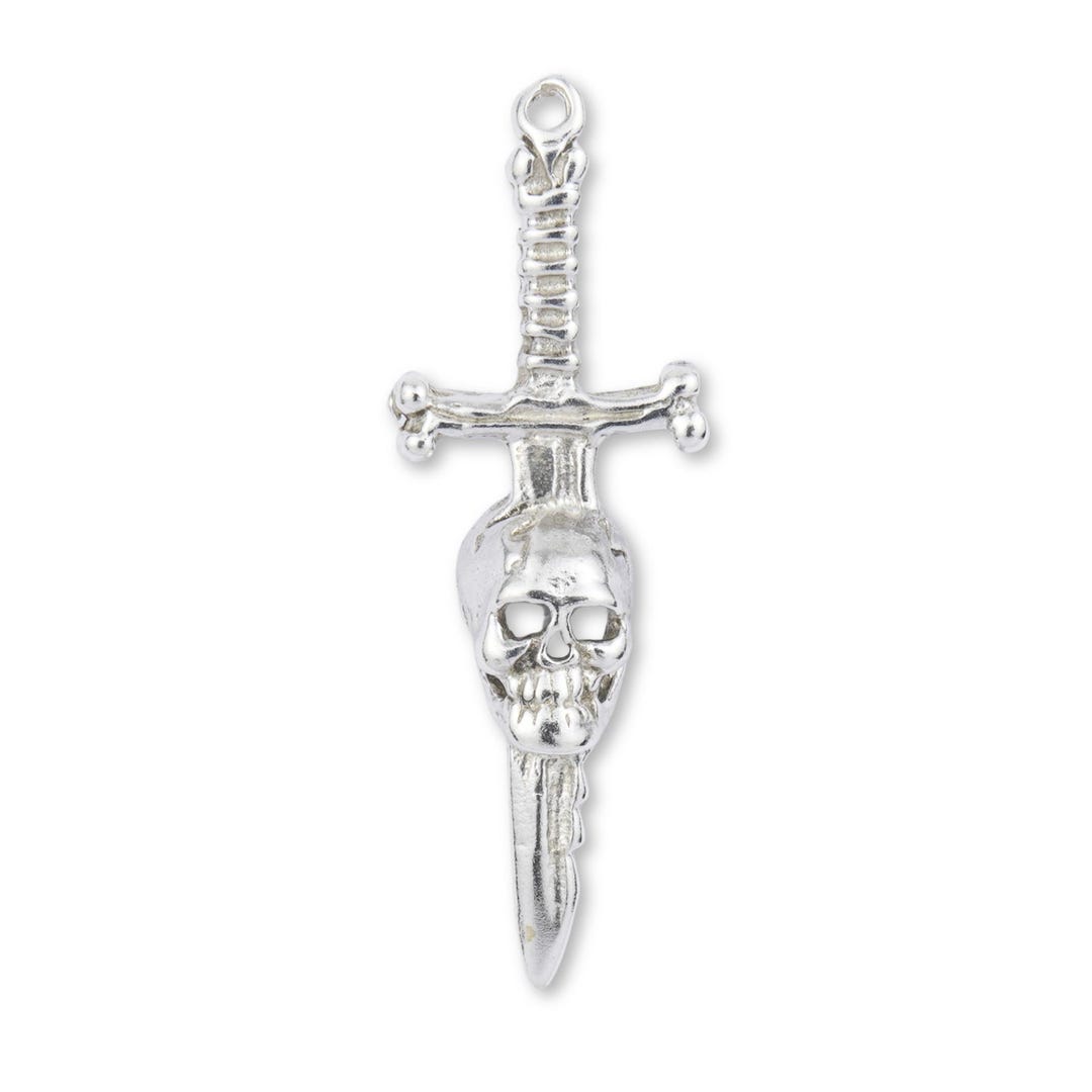 Solid 999 Pure Silver Skull Sword Charm - Objects & Trinket Charms ...