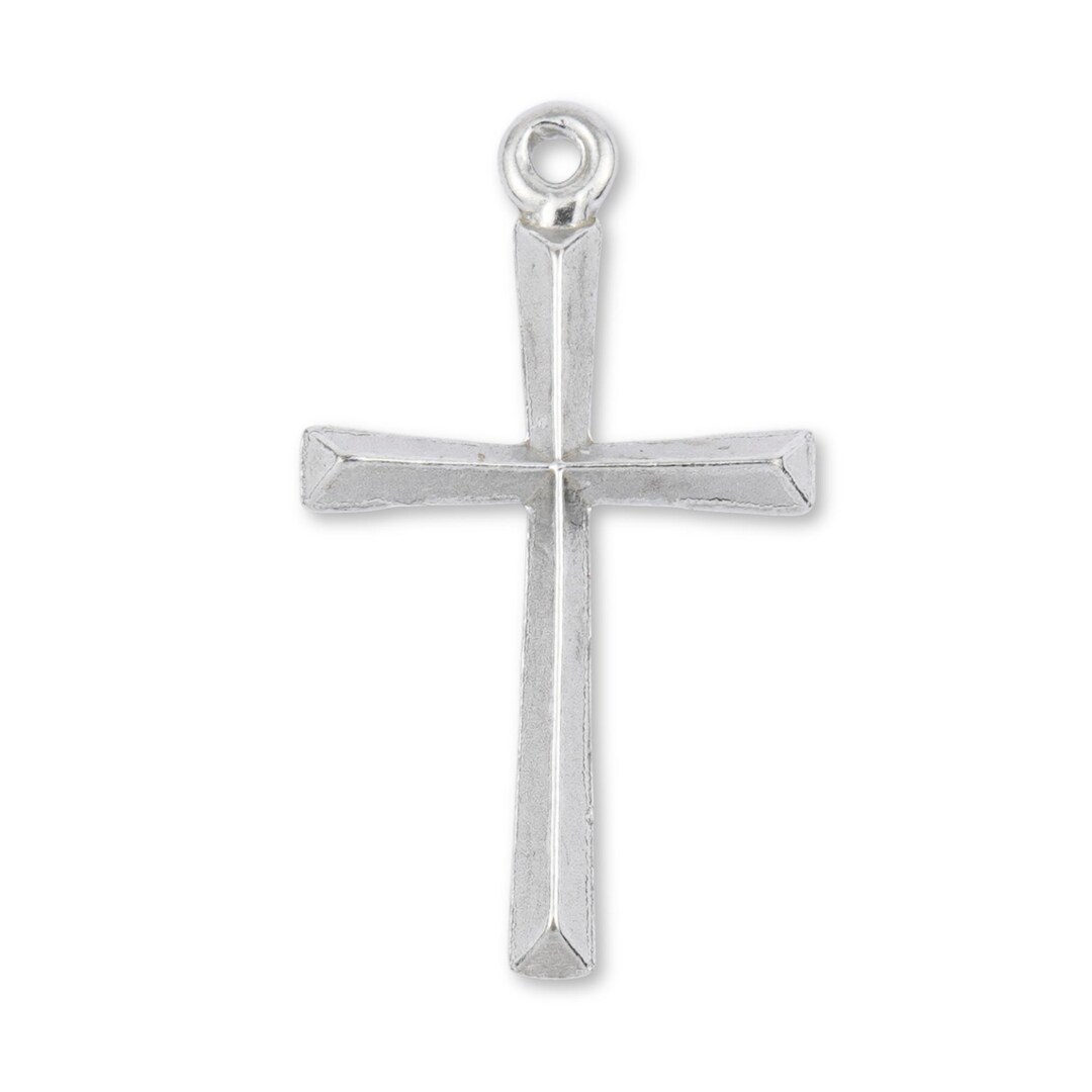 Solid 999 Pure Silver Bevelled Crucifix Charm - Religious Charms - 999 ...