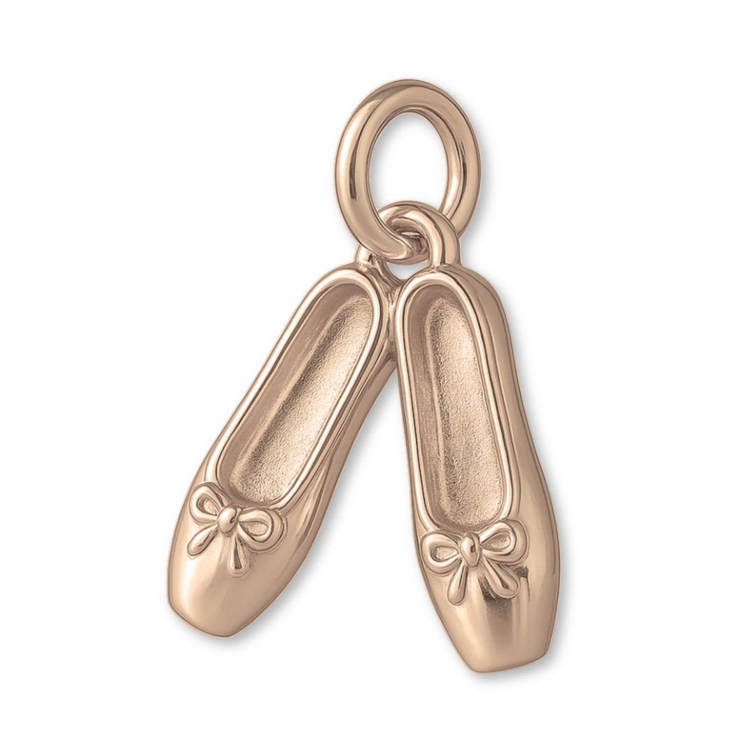 Solid 9ct Rose Gold Ballet Shoes Charm - Music & Arts Charms - 9k / 375 ...