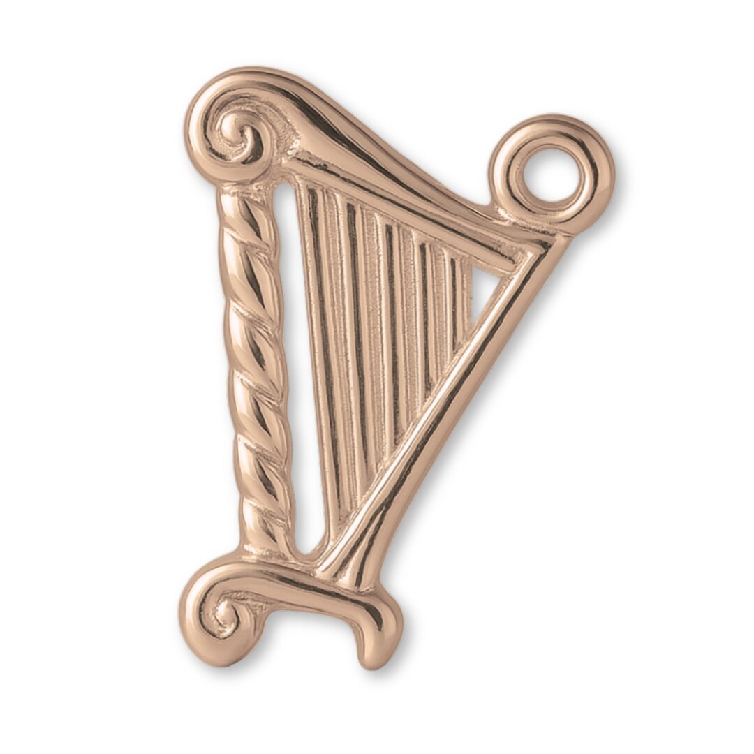 Solid 9ct Rose Gold Twisted Rope Harp Charm - Instrument Charms - 9k ...