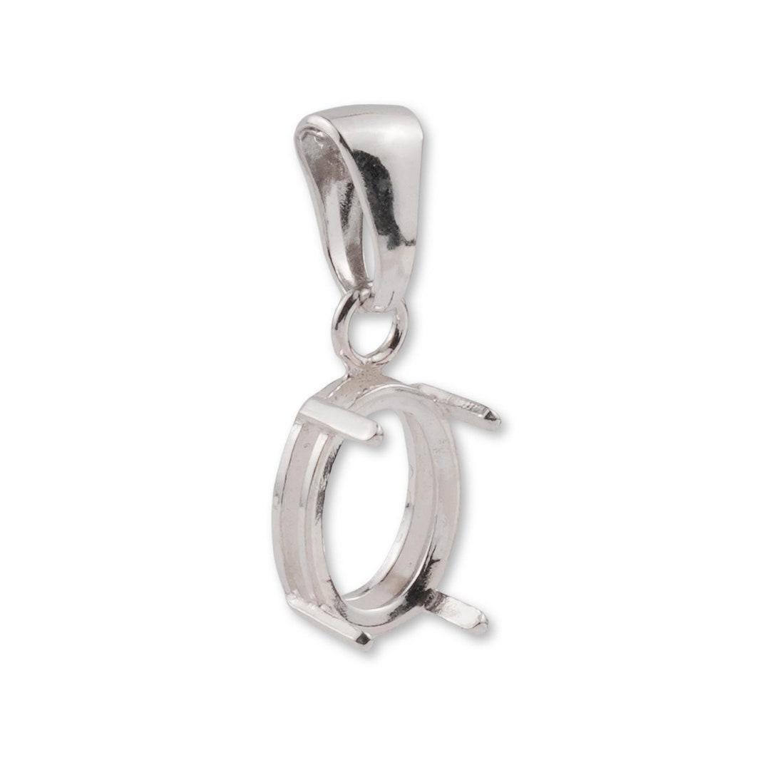 Sterling Silver Oval Claw Setting With Bail, 925 Silver Pendant Blank ...