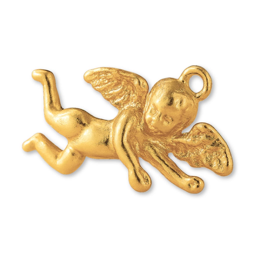 Solid 24ct Pure Gold Baby Cherub Charm - Love Charms - 9999 24k Fine ...