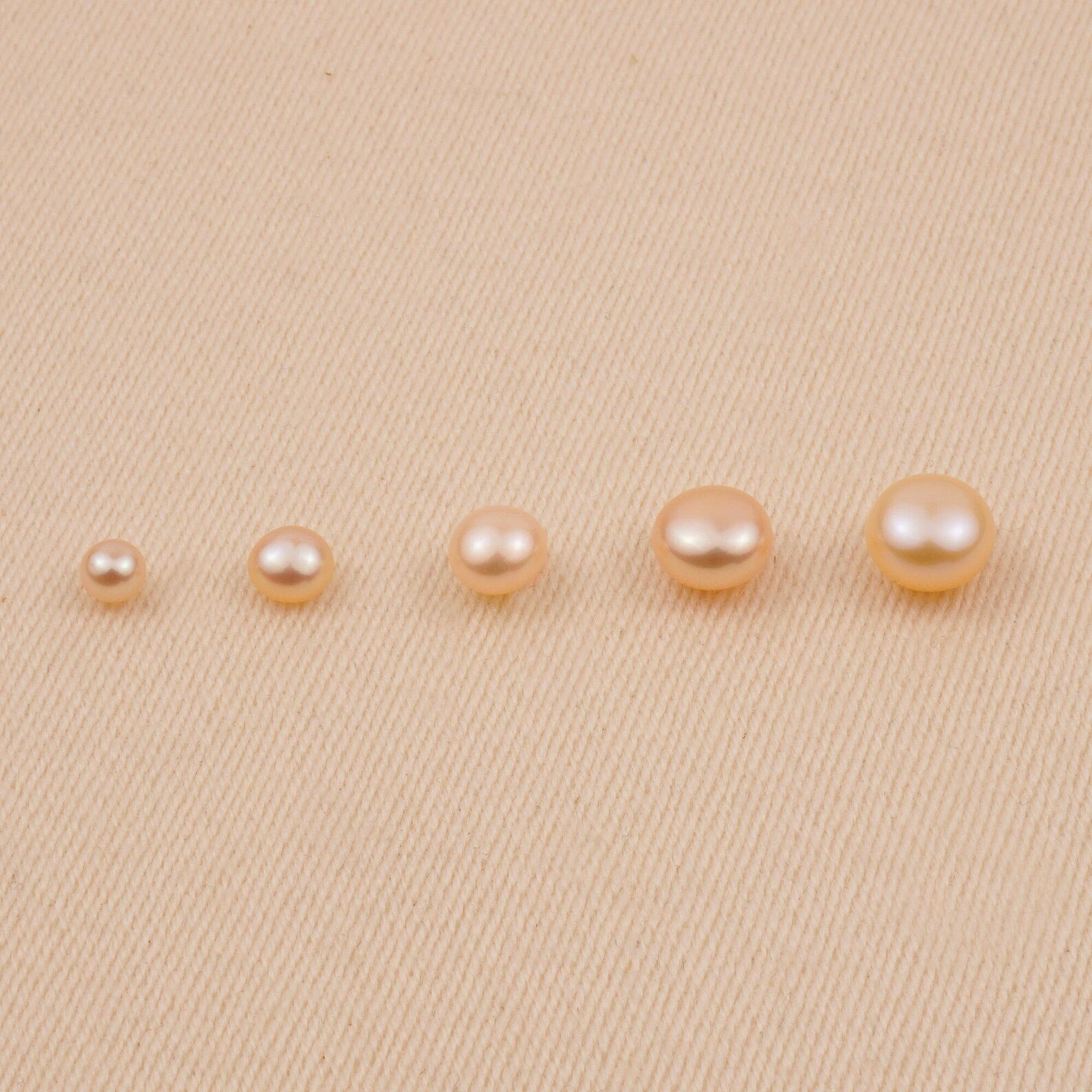 3.5mm - 8mm Peach Pink Button Pearls | High Lustre AA | Half Drilled ...
