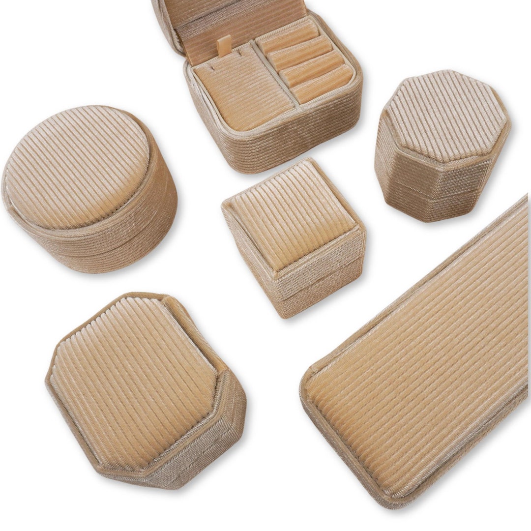 Fine Jewellery Boxes - Cream | Luxury Velvet Jewellery Packaging Set ...
