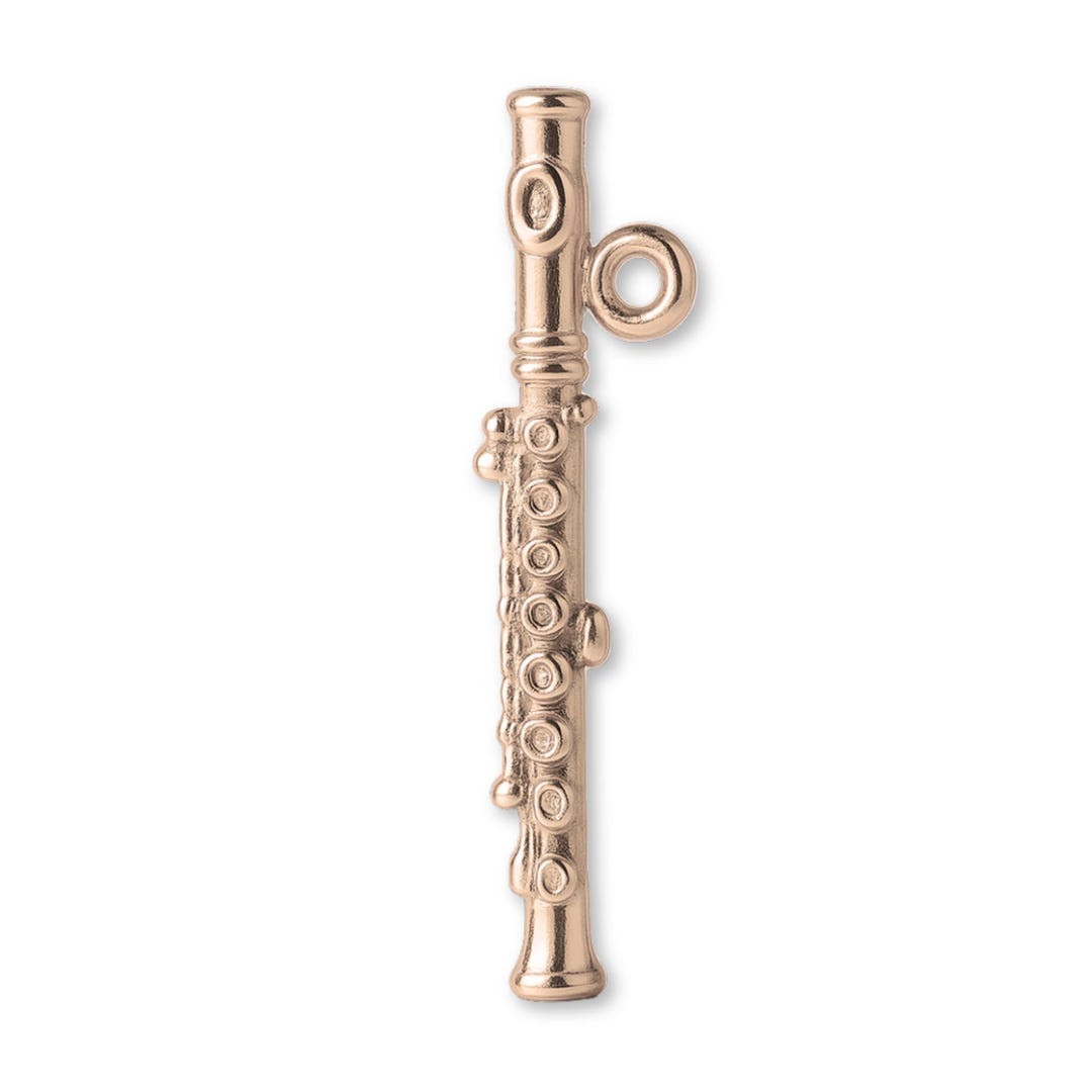 Solid 9ct Rose Gold Piccolo Flute Charm - Instrument Charms - 9k / 375 ...