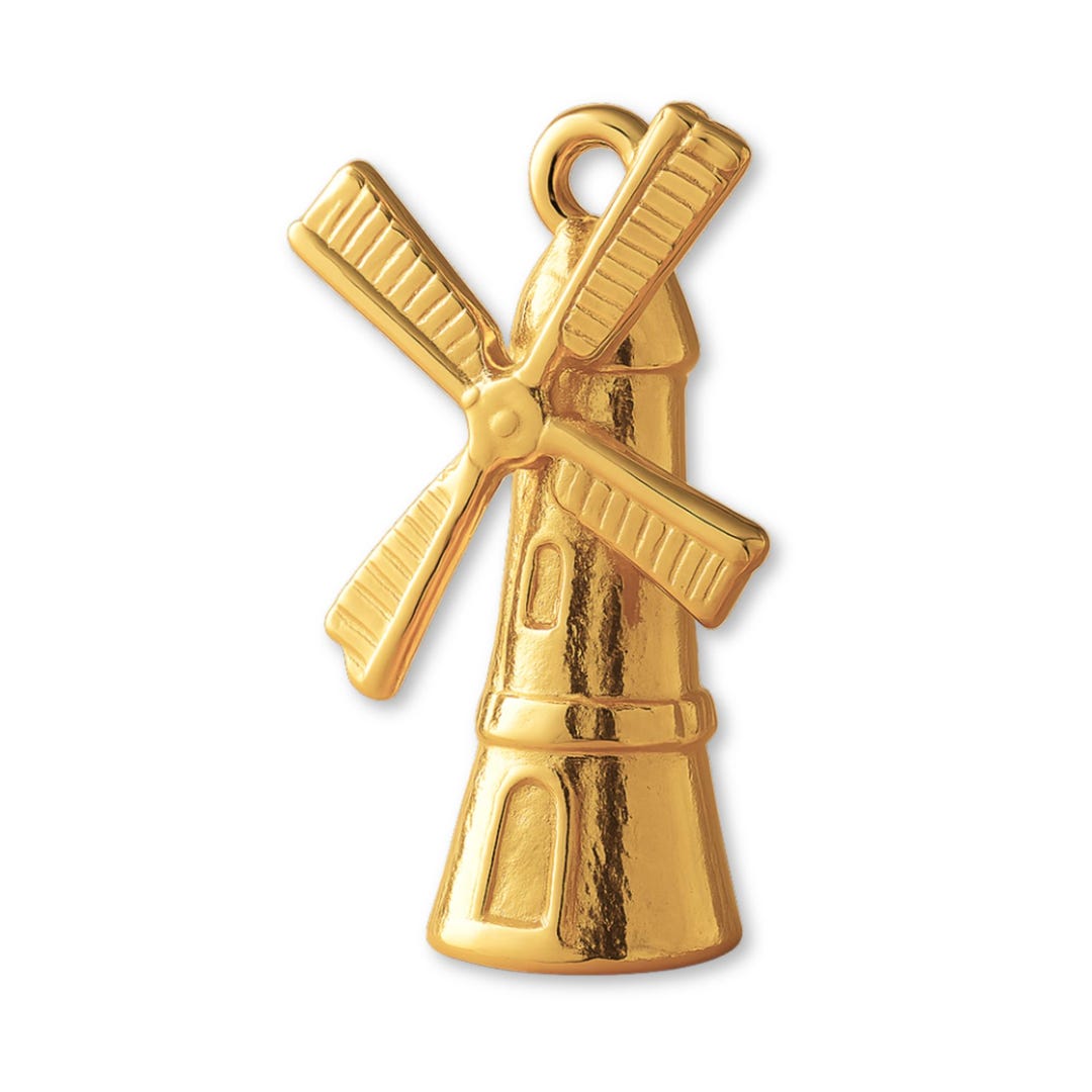 Solid 24ct Pure Gold Dutch Windmill Charm - Objects & Trinket Charms ...