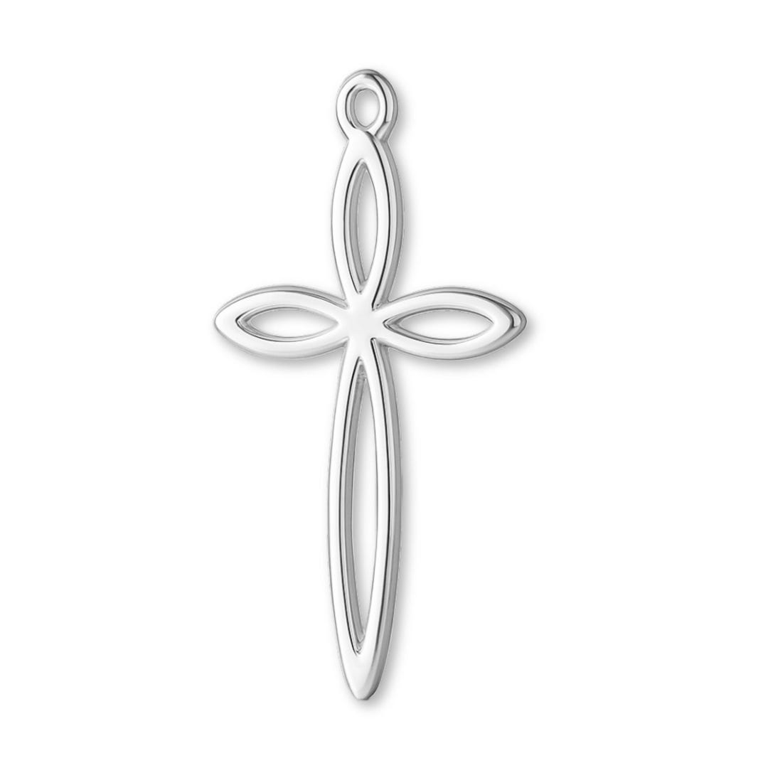 Solid 999 Pure Silver Marquise Petal Crucifix Charm - Religious Charms ...