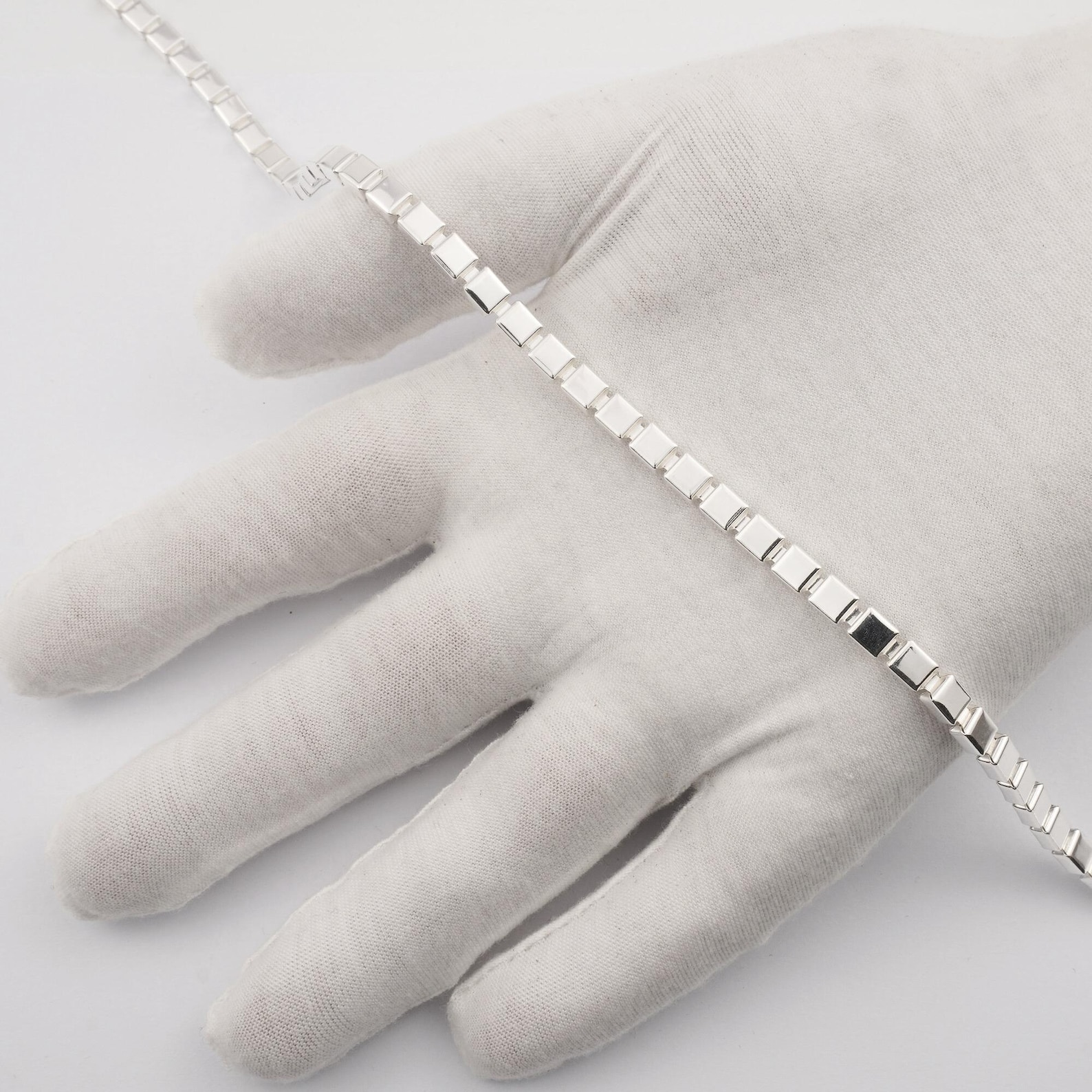 Sterling Silver Cube Chain Bracelet - Custom Length - Solid 925 Silver ...
