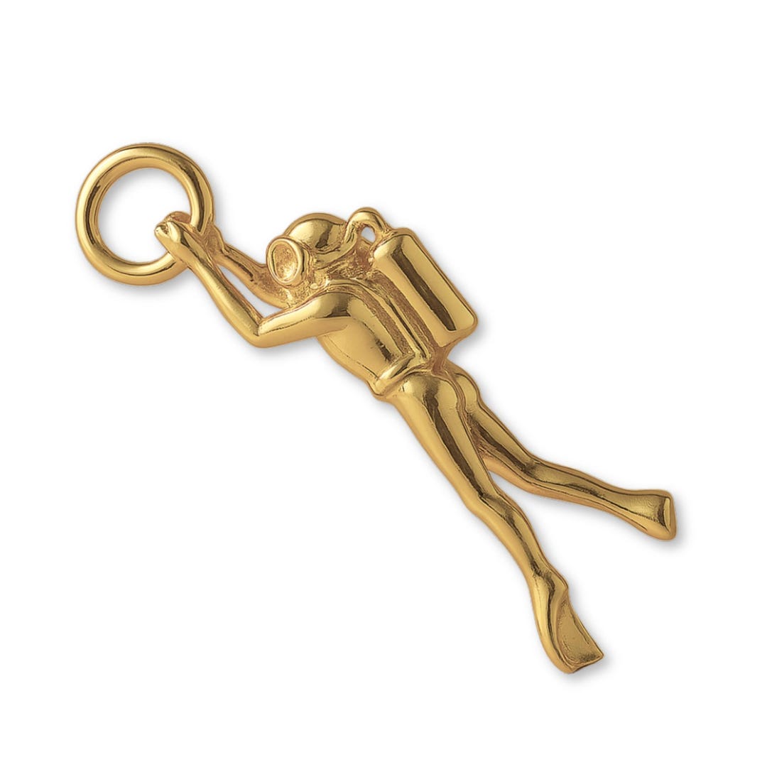 14ct Gold Plated Classic Scuba Diver Charm - Sports Charms - 14k ...