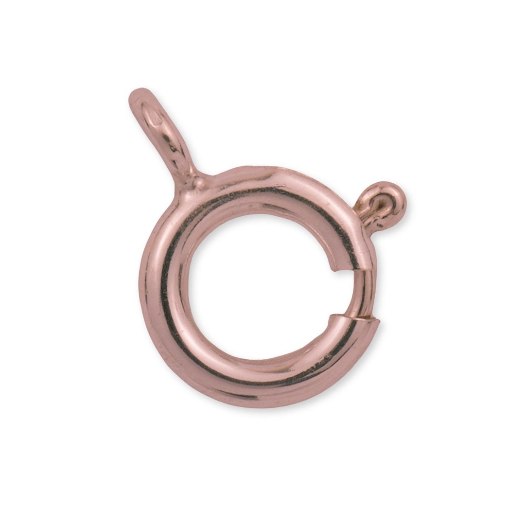 9K Solid Rose Gold Bolt Ring Clasp W/ Open Ring - Spring Loaded Trigger ...