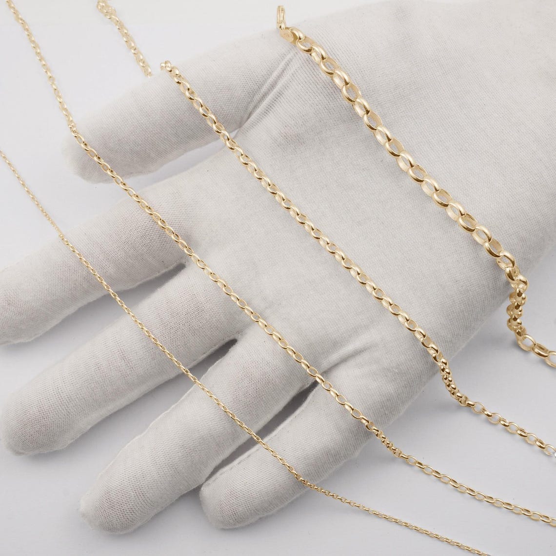 9k Solid Gold Oval Belcher Chain Roll - 375 Yellow Gold Loose Chain ...