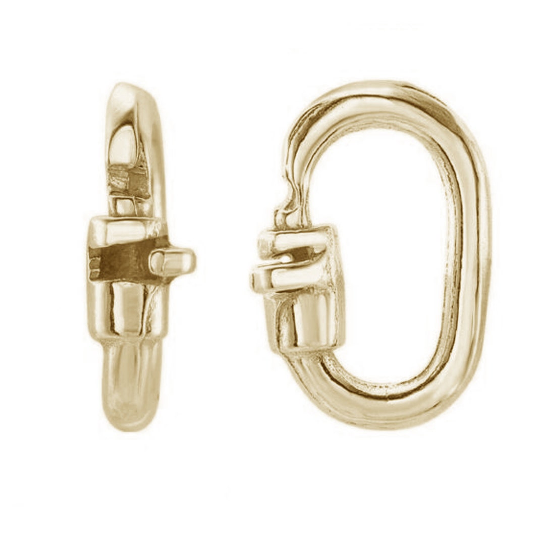 9k Solid Gold Locking Jump Rings Link Lock Jump Ring Stamped Oval Jump ...