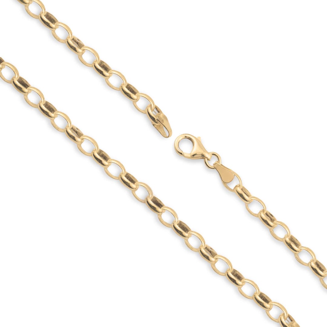 9k Solid Gold Oval Belcher Chain Necklace - Custom Length - Solid 375 ...