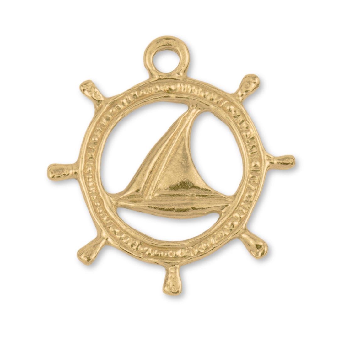 14ct Gold Plated Sailing Sigil Charm - Nautical & Sea Charms - 14k ...