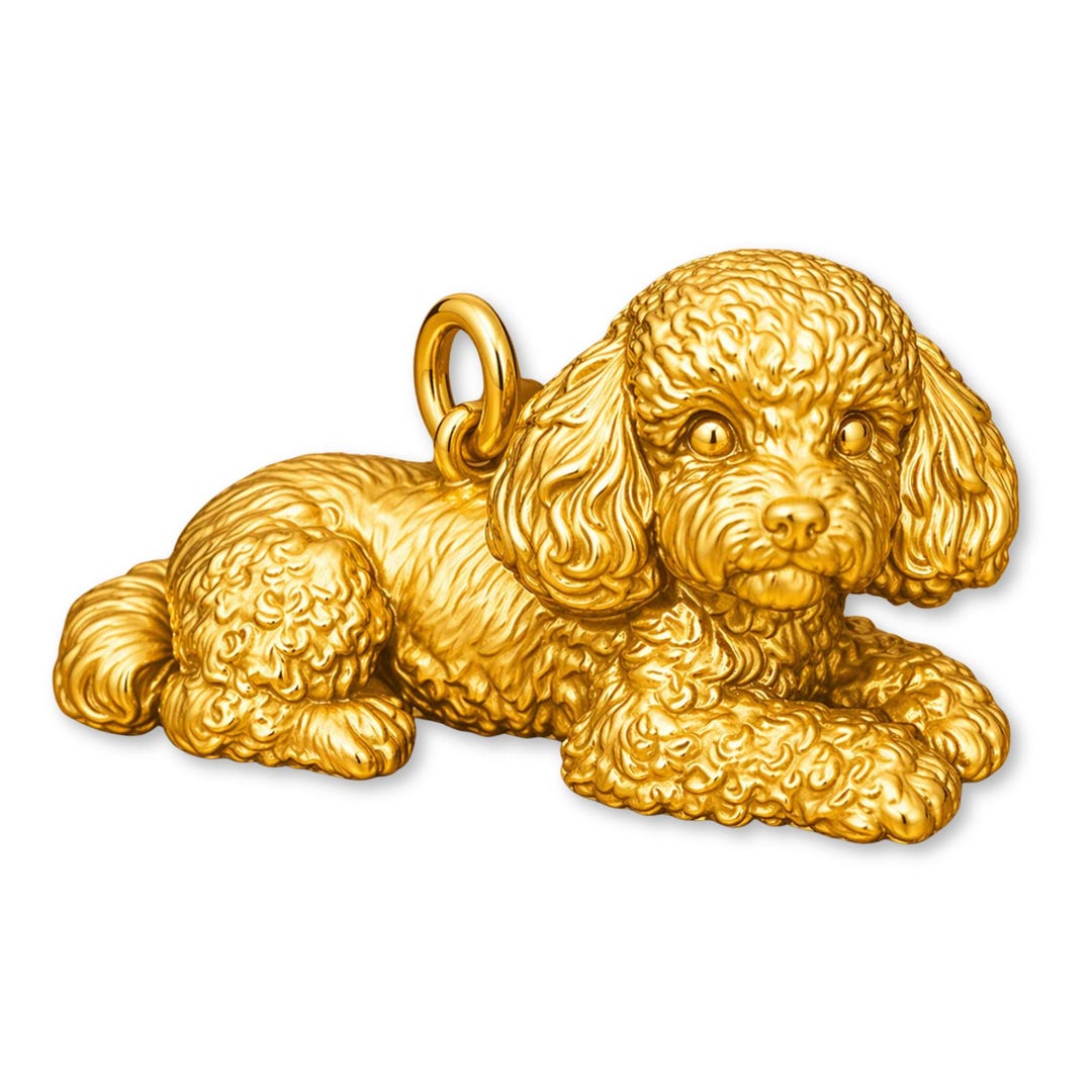 Solid 24ct Pure Gold Poodle Dog Charm - Pet Charms - 9999 24k Fine Gold ...