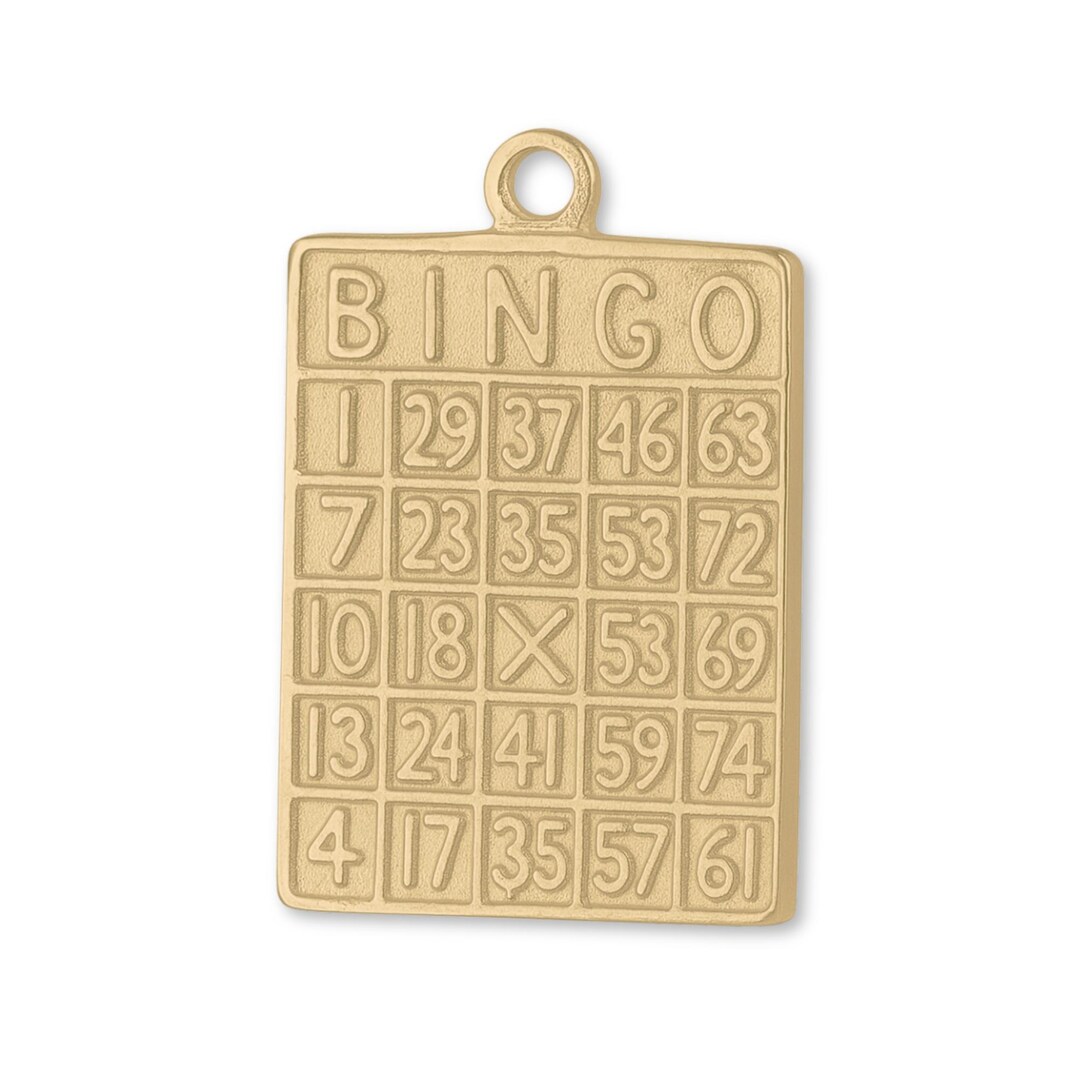 Solid 18ct Yellow Gold Bingo Card Charm - Objects & Trinket Charms ...