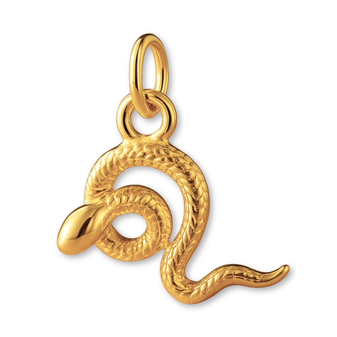 Solid 24ct Pure Gold Jungle Snake Charm - Animal Charms - 9999 24k Fine ...