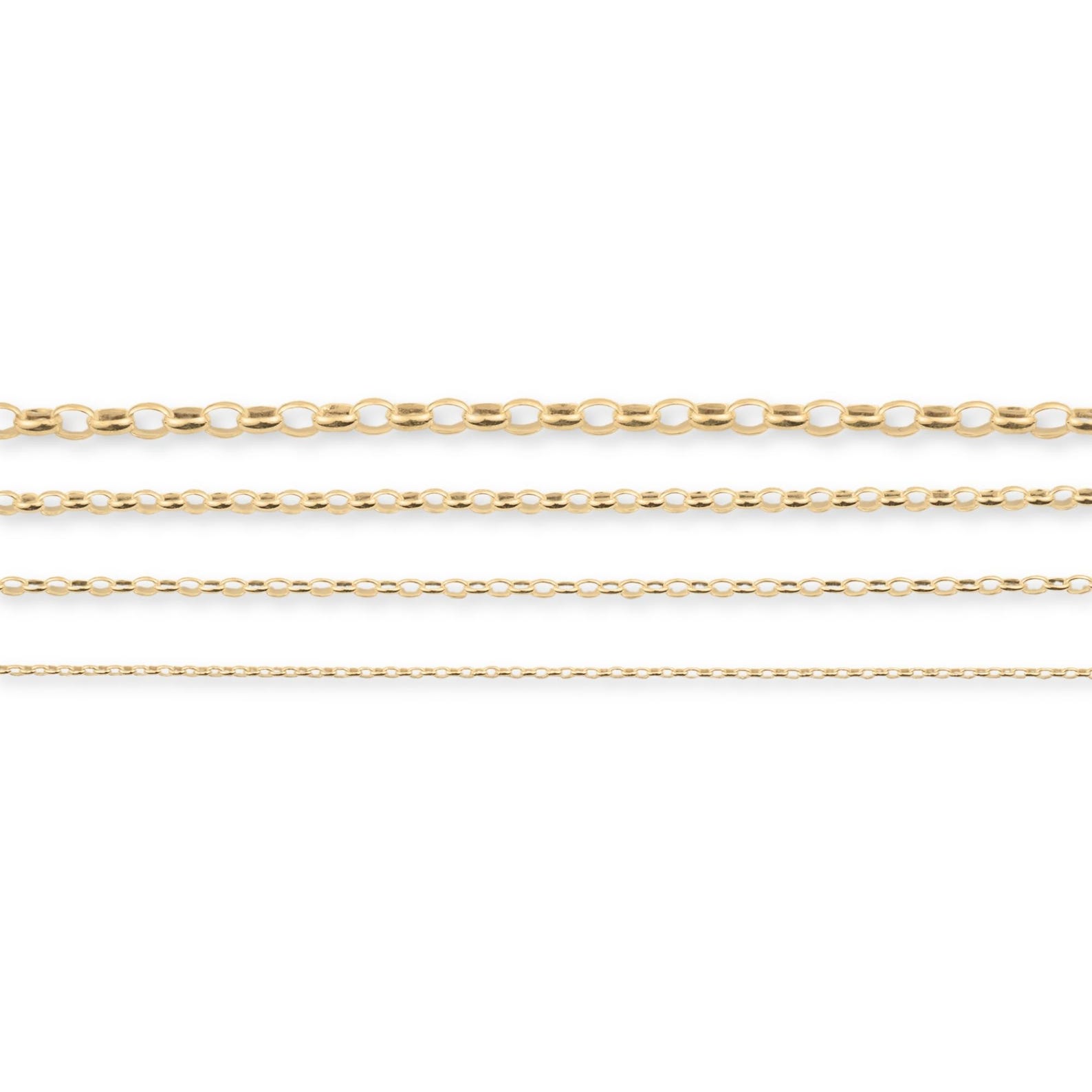 9k Solid Gold Oval Belcher Chain Roll - 375 Yellow Gold Loose Chain ...