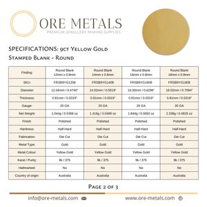 9k Solid Gold Stamping Blank - 375 Yellow Gold Engravable Disc - Flat ...
