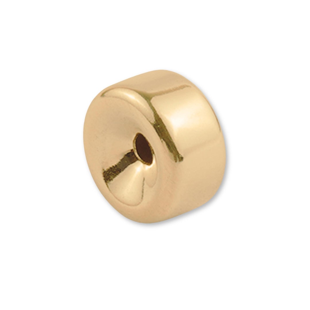 14k Solid Gold Roundel Spacer Beads - Smooth Round Seamless Gold Beads ...