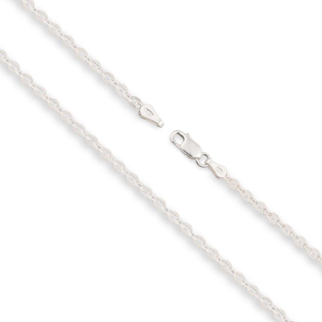 Sterling Silver Flat Chain Necklace - Custom Length - Solid 925 Silver ...