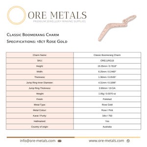 Solid 18ct Rose Gold Classic Boomerang Charm - Travel and Adventure ...