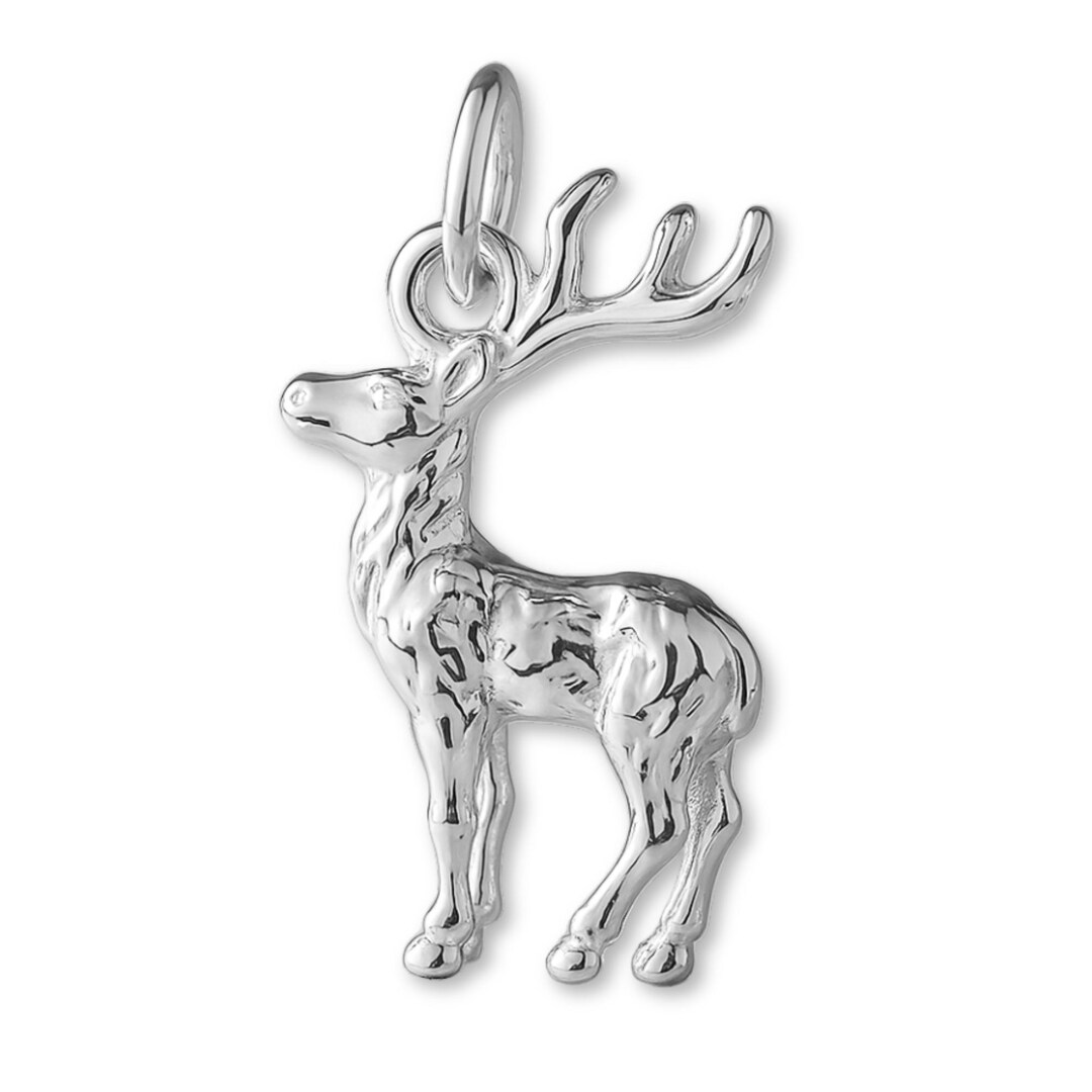 Solid 999 Pure Silver Forest Stag Charm - Animal Charms - 999 Fine ...