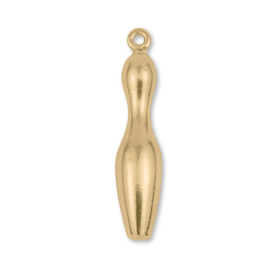 Solid 9ct Yellow Gold Bowling Pin Charm - Sports Charms - 9k / 375 Gold ...