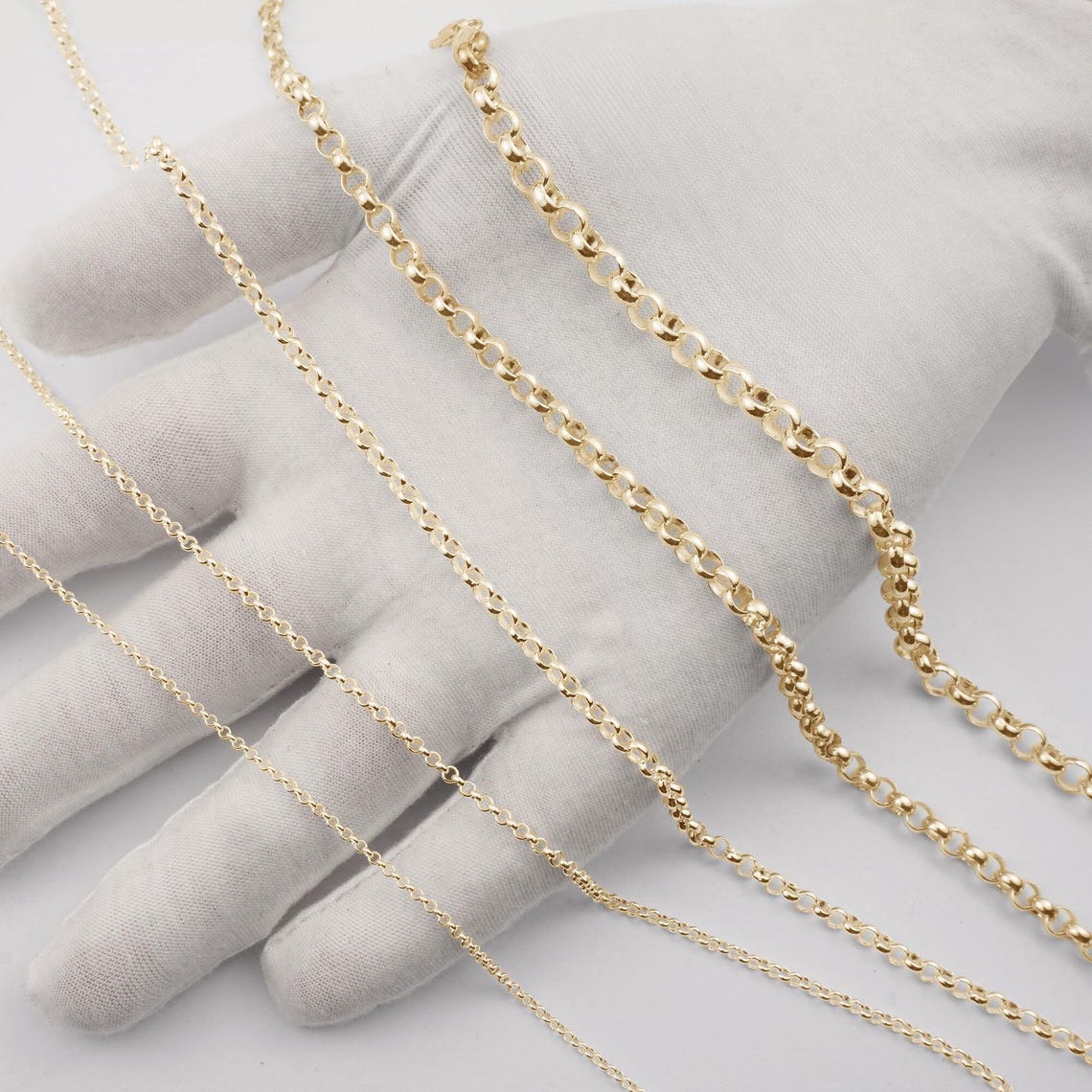 9k Solid Gold Belcher Chain Roll - 375 Yellow Gold Loose Chain Spool ...