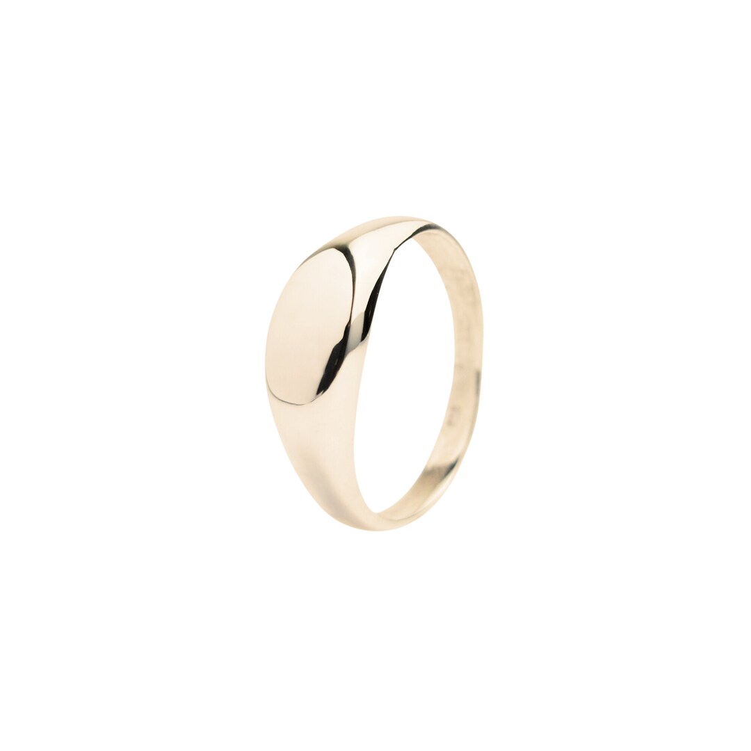 9k Solid Gold Thin Oval Signet Ring Engraving Blank - 375 Yellow Gold Ring Blank for Engraving ...