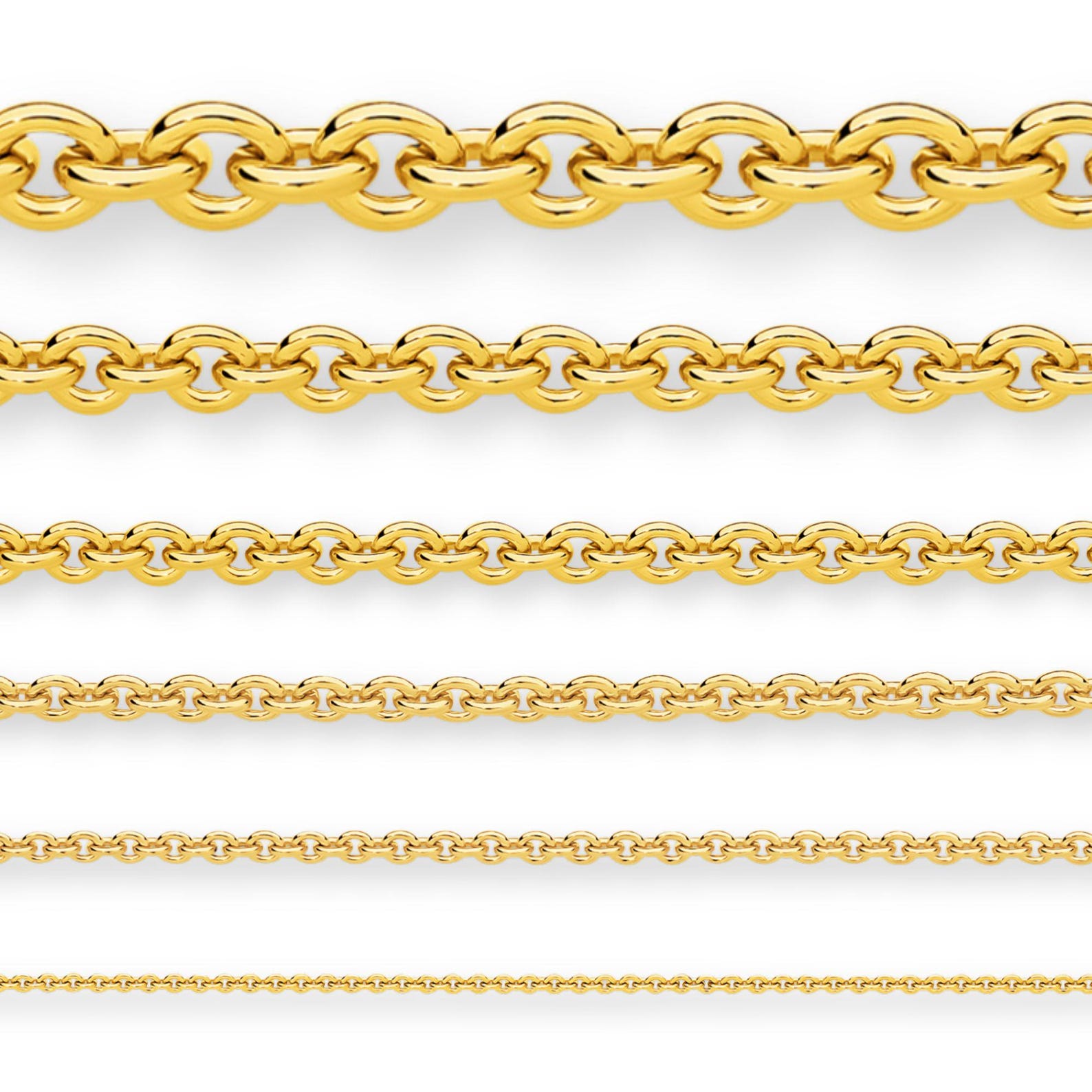 9k Solid Gold Cable Chain Roll - 375 Yellow Gold Loose Chain Spool Bulk ...