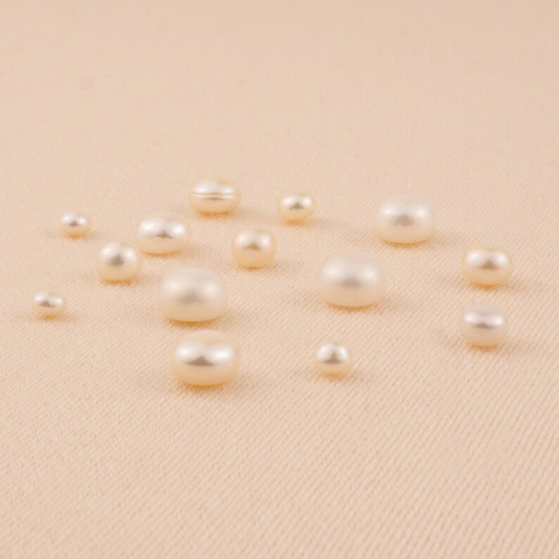 3.5mm - 8mm White Button Pearls | High Lustre AA | Half Drilled Loose ...