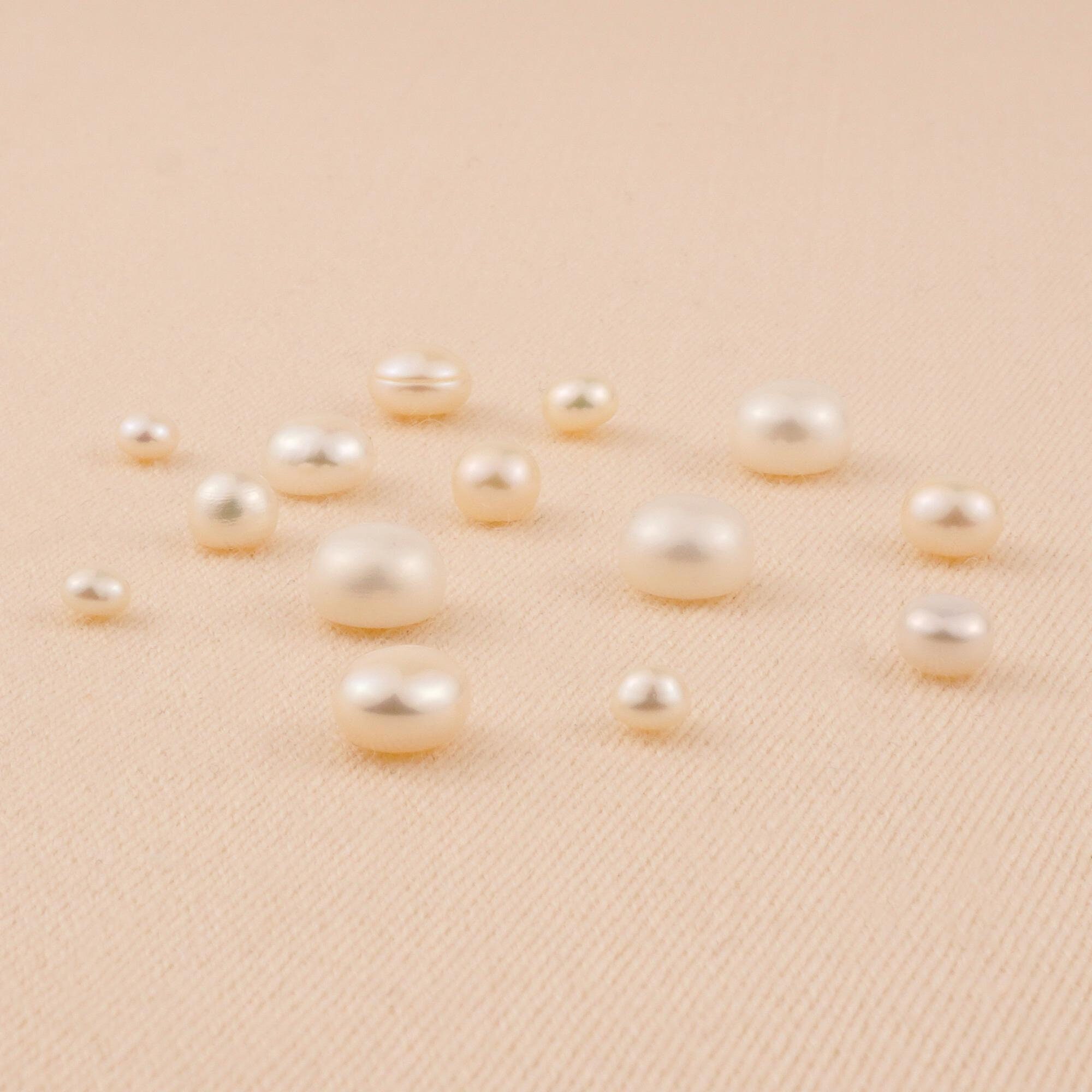 3.5mm - 8mm White Button Pearls | High Lustre AA | Half Drilled Loose ...