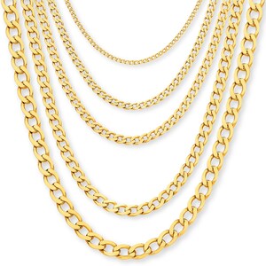 9k Solid Gold New York Curb Chain Necklace - Custom Length - Solid 375 ...
