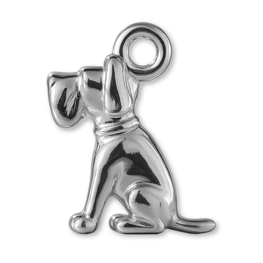 Solid 18ct White Gold Sitting Hound Dog Charm - Animal Charms - 18k ...