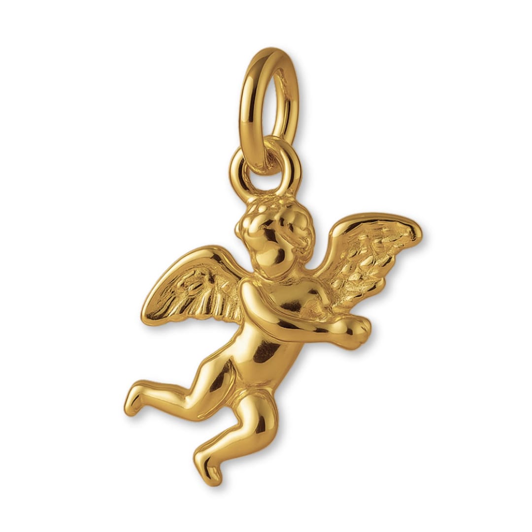 Solid 9ct Yellow Gold Minimalist Cherub Charm - Love Charms - 9k ...