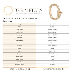 9k Solid Gold Locking Jump Rings - Link Lock Jump Ring - Stamped Oval ...