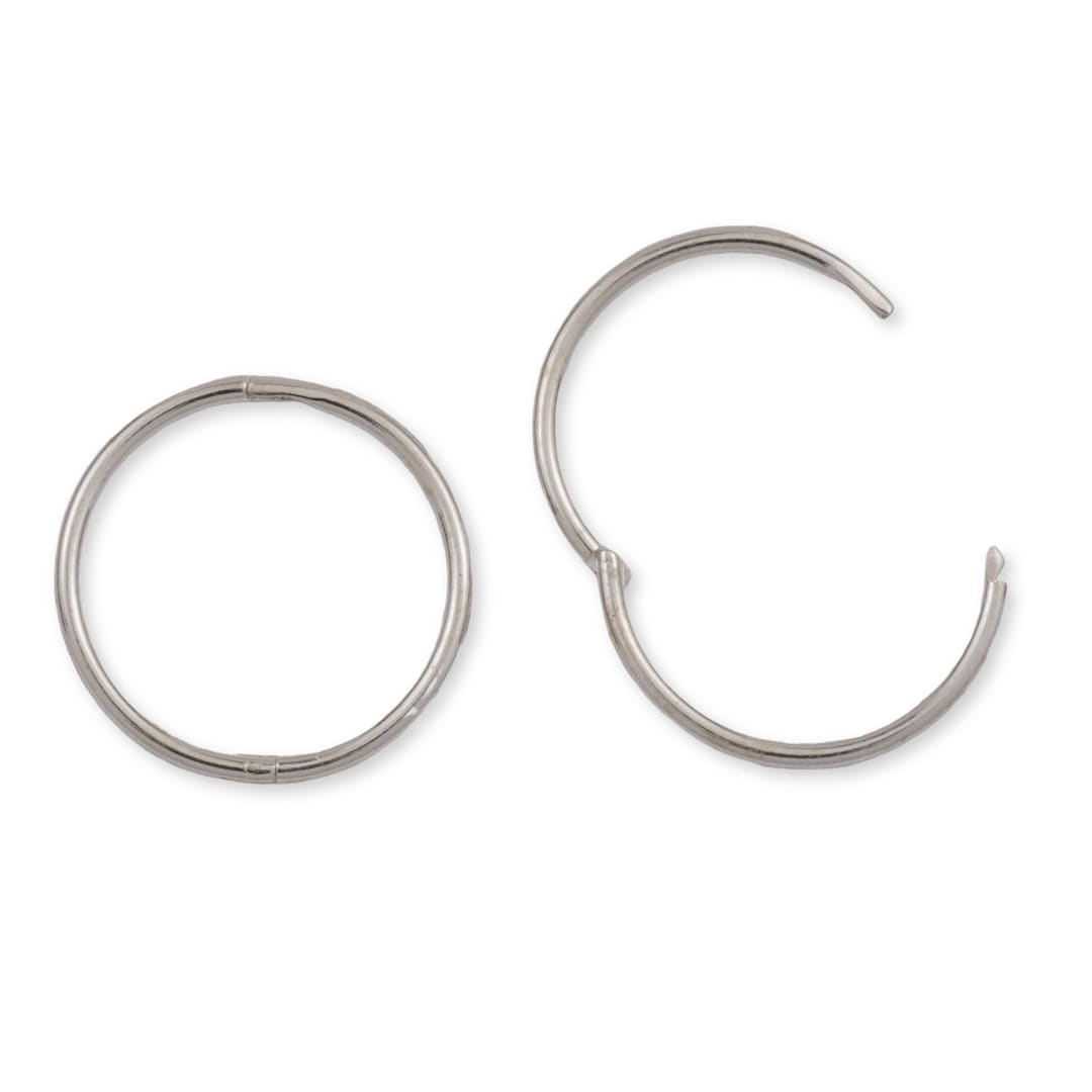 9K Solid White Gold Hinged Sleeper Clicker Hoops - Hypoallergenic Real ...
