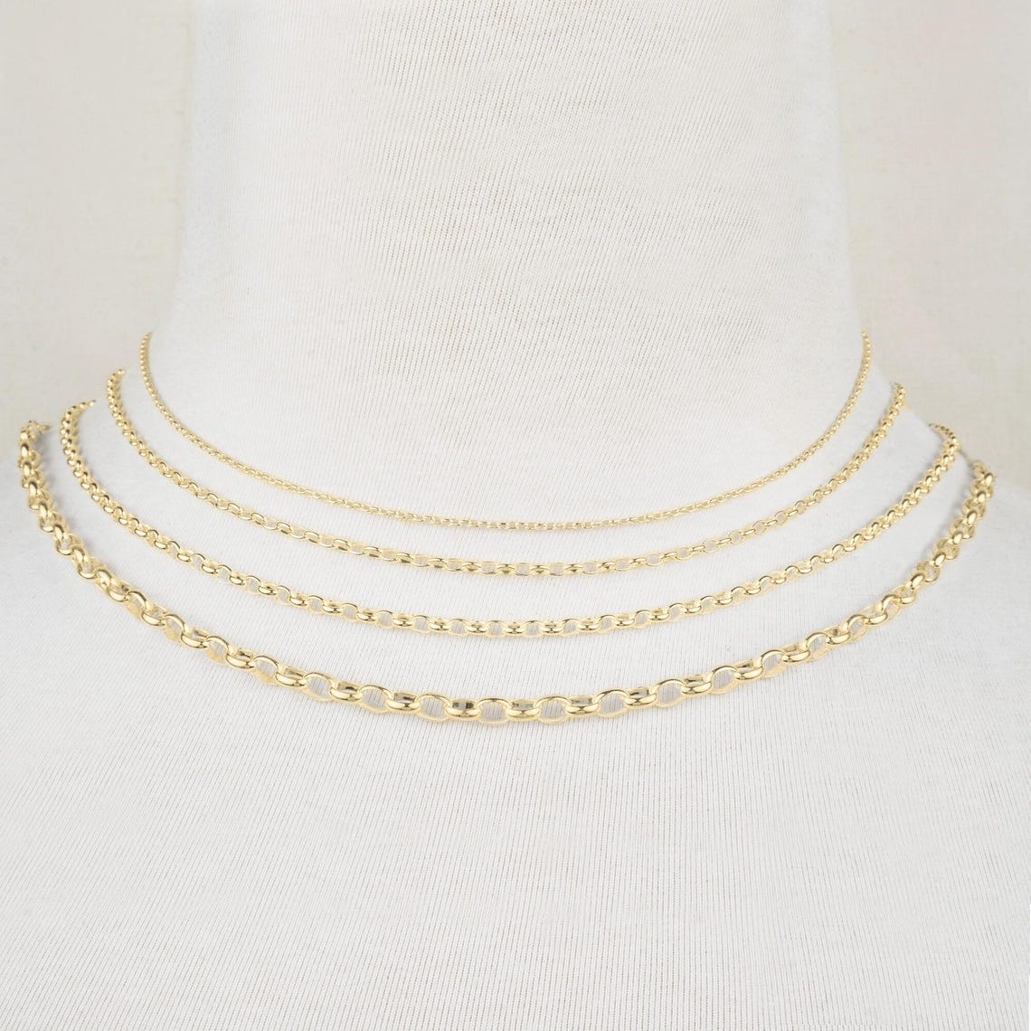 9k Solid Gold Oval Belcher Chain Roll - 375 Yellow Gold Loose Chain ...